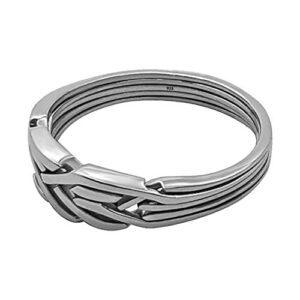 OFLIUM Olympic 5 Band Handmade Turkish Puzzle ring 925 Sterling Silver five pieces wrapped interlocking Knott inspired stacking Ladies men Stacking elegance Unique ring Puzzle ring SILVER (10)