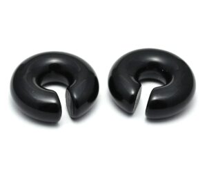 mystic metals body jewelry pair of black obsidian stone hoop ear weights (stn-675) (1/2" (12mm))