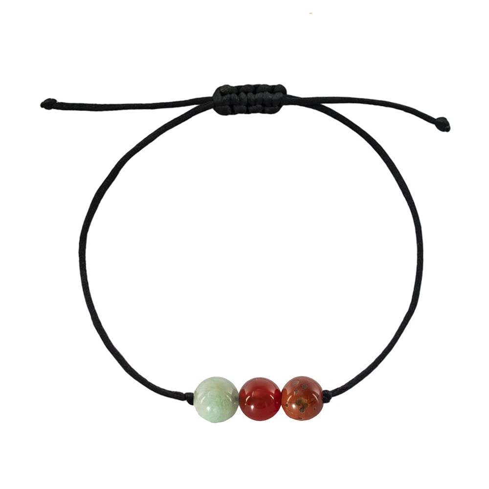 BOHO GARDEN Zodiac Bead Bracelets,3 Polished Birthstone Crystal Beaded Bracelets,Made of Real & Natural Gemstones, Adjustable 3-9.7” Black Rope,Jewelry for Men, Women, Teens,8mm Beads…, Polyester