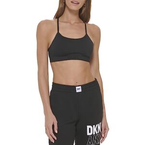 dkny women's support yoga spaghetti strap everyday bra, black, medium