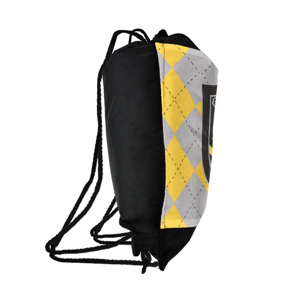 LOGOVISION Harry Potter Hufflepuff Plaid Sigil Drawstring Backpack Sports Bag Sackpack 17" x 13", Perfect for Gym, Yoga or Practice