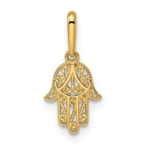 auriga fine jewelry 14k yellow gold hamsa pendant fine jewelry for women (l-11.25mm, w-7.75mm) (afj-qg-yc1502)