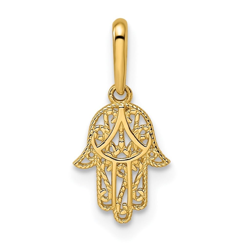 Auriga Fine Jewelry 14k Yellow Gold Hamsa Pendant Fine Jewelry for Women (L-11.25mm, W-7.75mm) (AFJ-QG-YC1502)