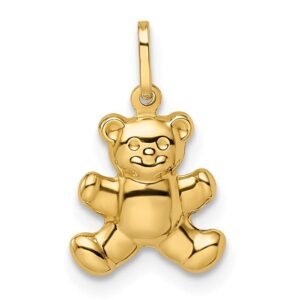 auriga fine jewelry 14k yellow gold puffed teddy bear pendant for women (l- 0.69 inch, w- 0.4 inch)