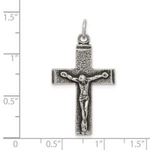 Auriga Fine Jewelry Sterling Silver Antiqued Squared Cross Crucifix Pendant Gift for Women