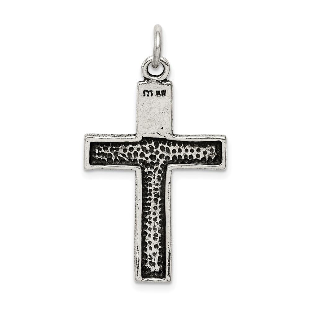 Auriga Fine Jewelry Sterling Silver Antiqued Squared Cross Crucifix Pendant Gift for Women