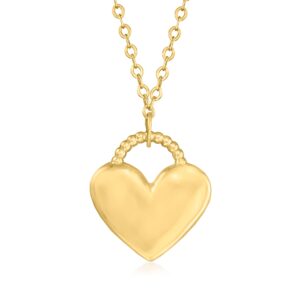 canaria fine jewelry italian 10kt yellow gold heart necklace. 18 inches