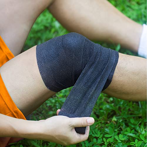 YAXEON Self Adhesive Bandage Wrap| 6 Rolls 3"x 5 Yards Medical Tape,Vet Tape,Athletic Tape,Elastic Cohesive Bandage for Sports Injury,Stretch Athletic,Ankle,(Black)