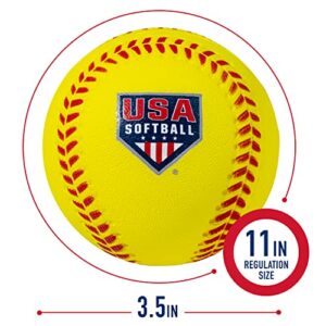 Franklin Sports Foam Practice Softballs - (4) USA Softball Official Size Foam Softballs for Kids - Squishy Foam Softball Balls - Great for Youth Training + Practice, Yellow