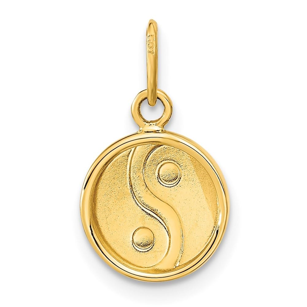 Auriga Fine Jewelry 14k Yellow Gold Black/White Enamel Yin and Yang Pendant (L-12mm, W-10mm) Gift for Women