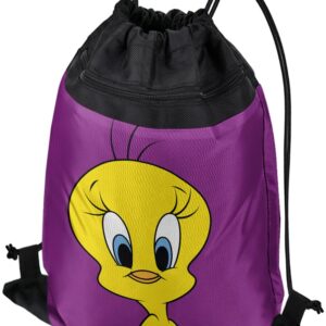 LOGOVISION Looney Tunes Tweety Bird Drawstring Backpack Sports Bag Sackpack 17" x 13", Perfect for Gym, Yoga or Practice