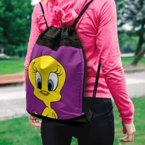 LOGOVISION Looney Tunes Tweety Bird Drawstring Backpack Sports Bag Sackpack 17" x 13", Perfect for Gym, Yoga or Practice