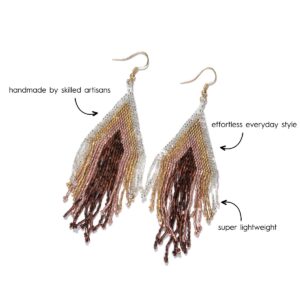 INK + ALLOY Women's Luxe Stripe Fringe Earrings Handmade Jewelry for the Modern Bohemian (Mixed Metallic)