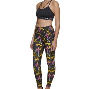 DKNY Women's Tight Printed High Waist Performance Leggings, Currant Light Trace, X-Large