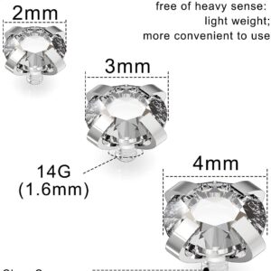 Ocptiy Dermal Piercing Jewelry Tops Kit 14G G23 Titanium Dermal Anchor Internally Threaded Stainless Surgical Steel Flower Heart Diamond Dermal Replacement Ring Stud Piercing Ball Jewelry Women Men