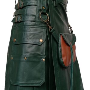 Custom Made Genuine Cowhide Leather Utility Kilt Scottish Warrior Traditional Highland Kilt for Men with Leather Sporran (Made to Order Click on Customize Now)