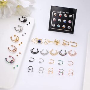 JOERICA Fake Nose Ring Magnetic Nose Ring Nose Stud Fake Nose Piercing Magnet Faux Nose Ring Frog Gold Nose Cuffs for Non Pierced Nose