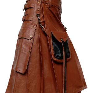 Custom Made Genuine Cowhide Leather Utility Kilt Scottish Warrior Traditional Highland Kilt for Men with Leather Sporran (Made to Order Click on Customize Now)