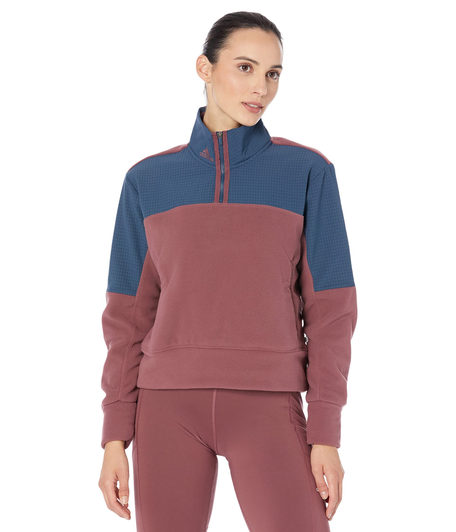 Adidas Women's Fleece Colorblock 1/4 Zip Golf Pullover Cardinal S