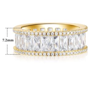 MDFUN 18K Yellow Gold Plated Eternity Rings for Women Cubic Zirconia Wedding Promise Engagement Band Size 8