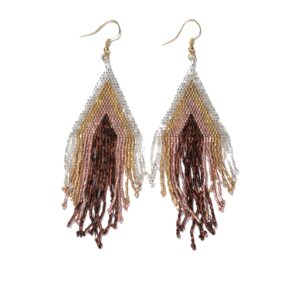 ink + alloy women's luxe stripe fringe earrings handmade jewelry for the modern bohemian (mixed metallic)