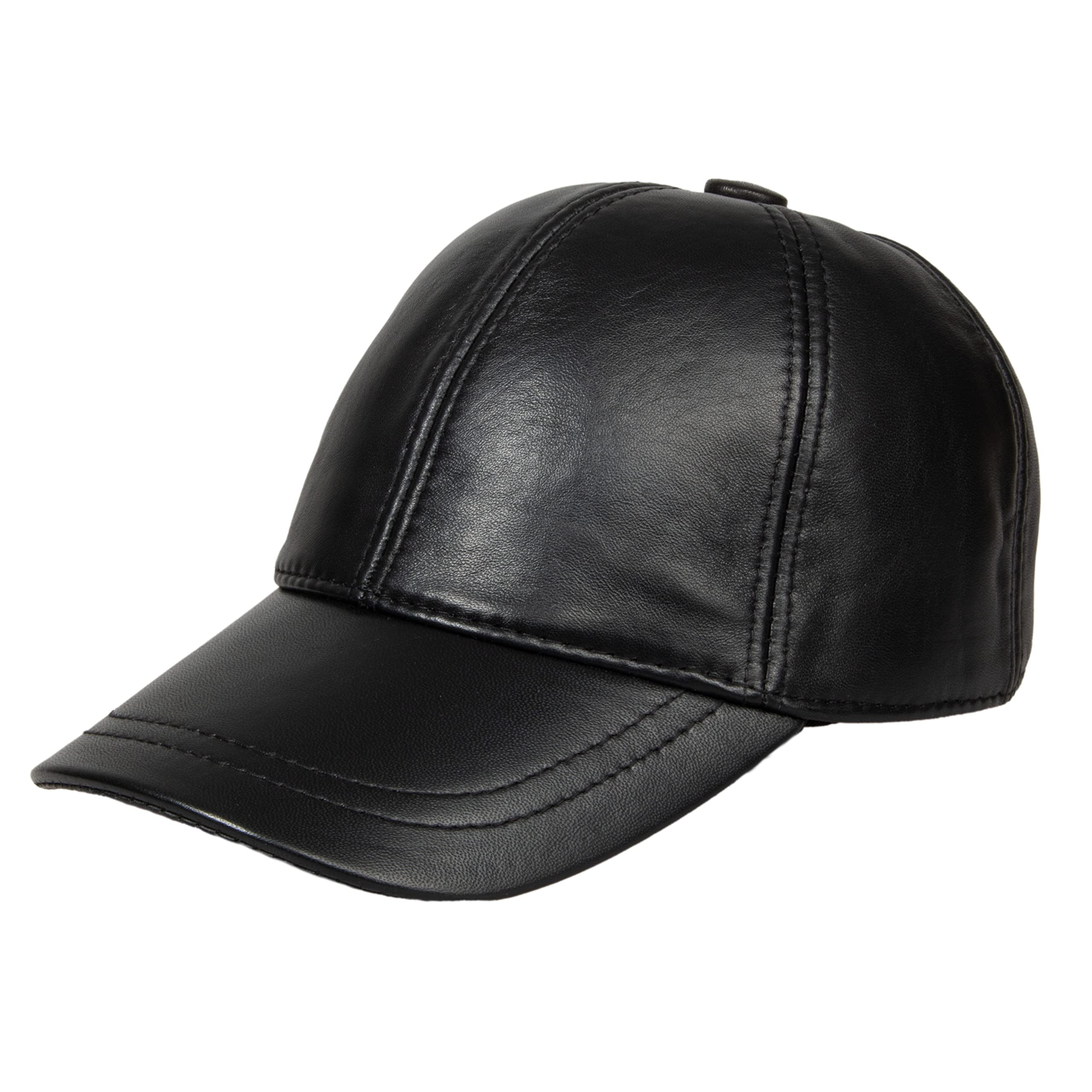 HATSQUARE Genuine Leather Baseball Cap Adjustable Soft Feel Dad Plain Hat Stylish Classic for Women Men Unisex (Black)