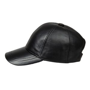 hatsquare genuine leather baseball cap adjustable soft feel dad plain hat stylish classic for women men unisex (black)