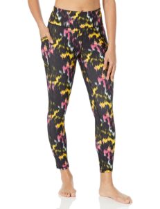 dkny women's tight printed high waist performance leggings, currant light trace, x-large