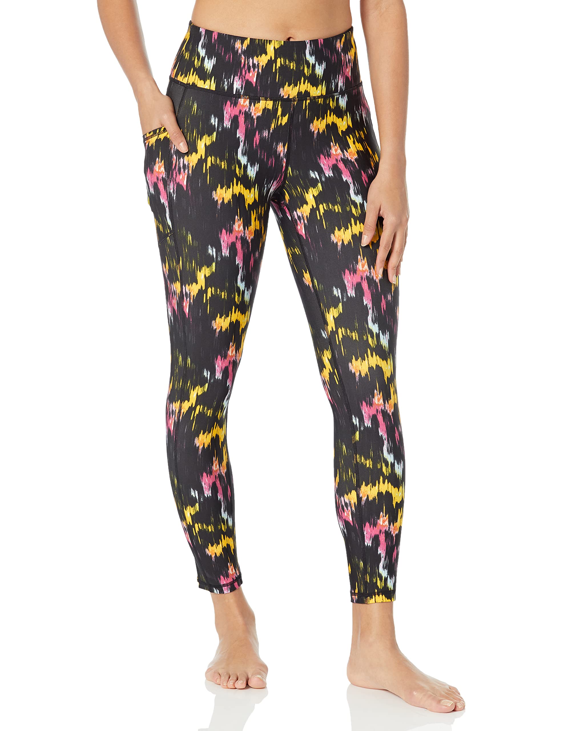 DKNY Women's Tight Printed High Waist Performance Leggings, Currant Light Trace, X-Large