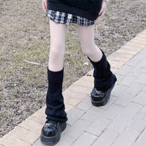 WODECASA Girls Kawaii Leg Warmers Knitted Flared Leg Sleeves Goth Crochet Baggy Cuff Ankle Heap Socks