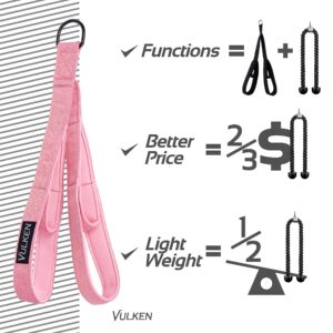 Vulken Tricep Rope Cable Attachment. 24 Inch & 17 Inch Two Lengths Built in One Pull Down Rope. Triceps Extension Straps Gym Equipment. Home Workout Handles for Resistance Bands, Pink