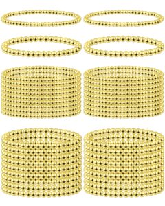 taiyin 40 pcs gold beaded bracelet for women sets gold bead bracelet elastic ball bracelet gold beaded bracelets for women beaded stretch bracelets for friendship jewelry gifts, 4 mm and 6 mm