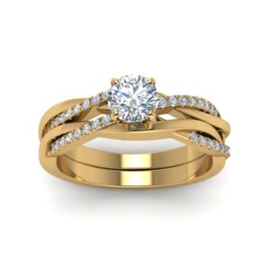 SISGEM 1.84/2.84 CTW Infinity Twist Engagement Rings Set,10K 14K 18K Gold Round Cut Moissanite Rings Set for Women, Wedding Engagement Anniversary Set Bands Free Engraved (10K Gold- 1.84 cttw.)