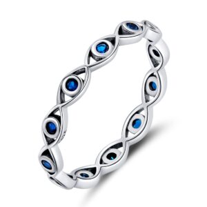 babamia size 8 rings evil eyes rings for women&men 925 sterling silver personalized rings paved with cubic zirconia stackable multiple sizes band ring