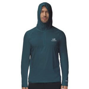 BASSDASH Men’s UPF 50+ 1/4 Zip Fishing Hoodie Shirt Quick Dry Performance Long Sleeve Sun Protection FS24M Slate Blue