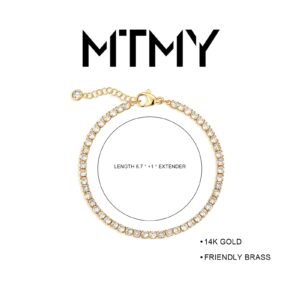 MTMY Gold Chain Bracelet for Women 14K Gold Plated Dainty Bracelets with Adjustable Chain Cute Bracelet Gold Jewelry (Square CZ)