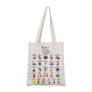 mnigiu himym inspired large tote bag (shopping bag, himym fans gift, tv series merchandise)