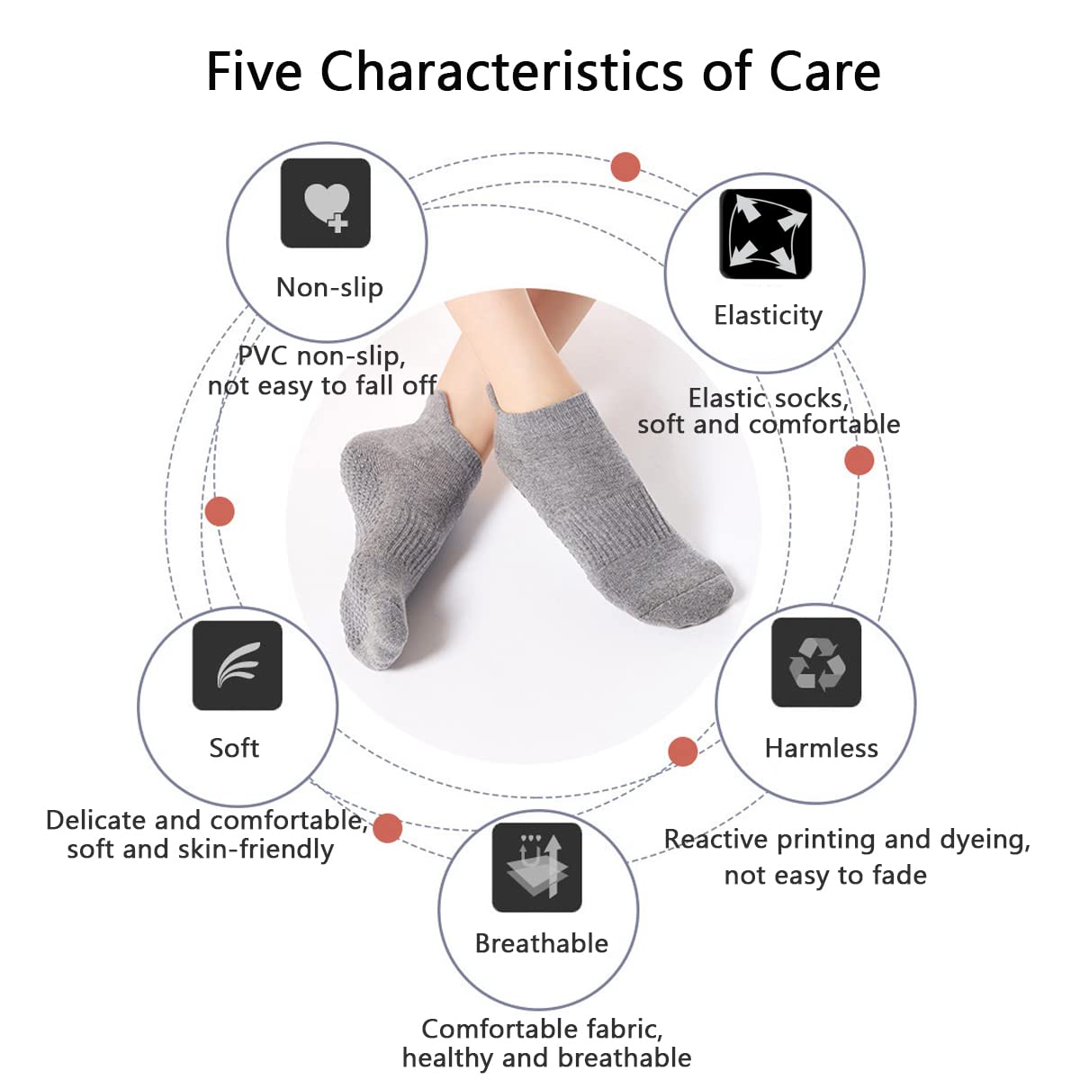 Amstt 4 Pairs Grip Socks for Womens Pilates Barre, Dance, Pilates, Yoga Non-Slip Socks (4 Pair Black)