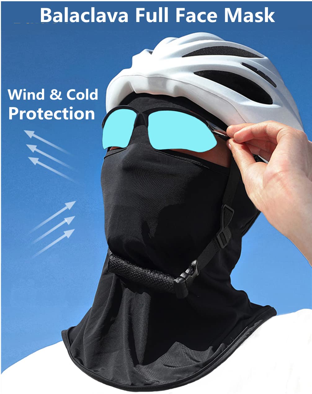 bodbop Balaclava Ski Face Mask Windproof Full Head Mask Sun UV Protection Face Cover for Men Women Outdoor Sports Cycling (Black)