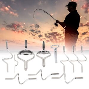 Fishing Rod Guides Fishing Rod Repair Kit Fishing Pole Eyes Replacement Kit Baitcasting/Spinning Rod Guides Stainless Steel Guides Fishing Rod Tips Fishing Rod Eyelets Frames Fly Rod Set