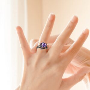 Heart Shaped Simulated Diamond Rings for Women Wedding Promise Rings Engagement Ring for Lady (Purple, 9)