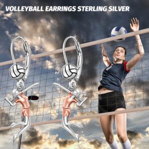 Volleyball Earrings Volleyball Gifts for Women Sterling Silver Dangle Drop Player Fan Coach Volleyball Jewelry…