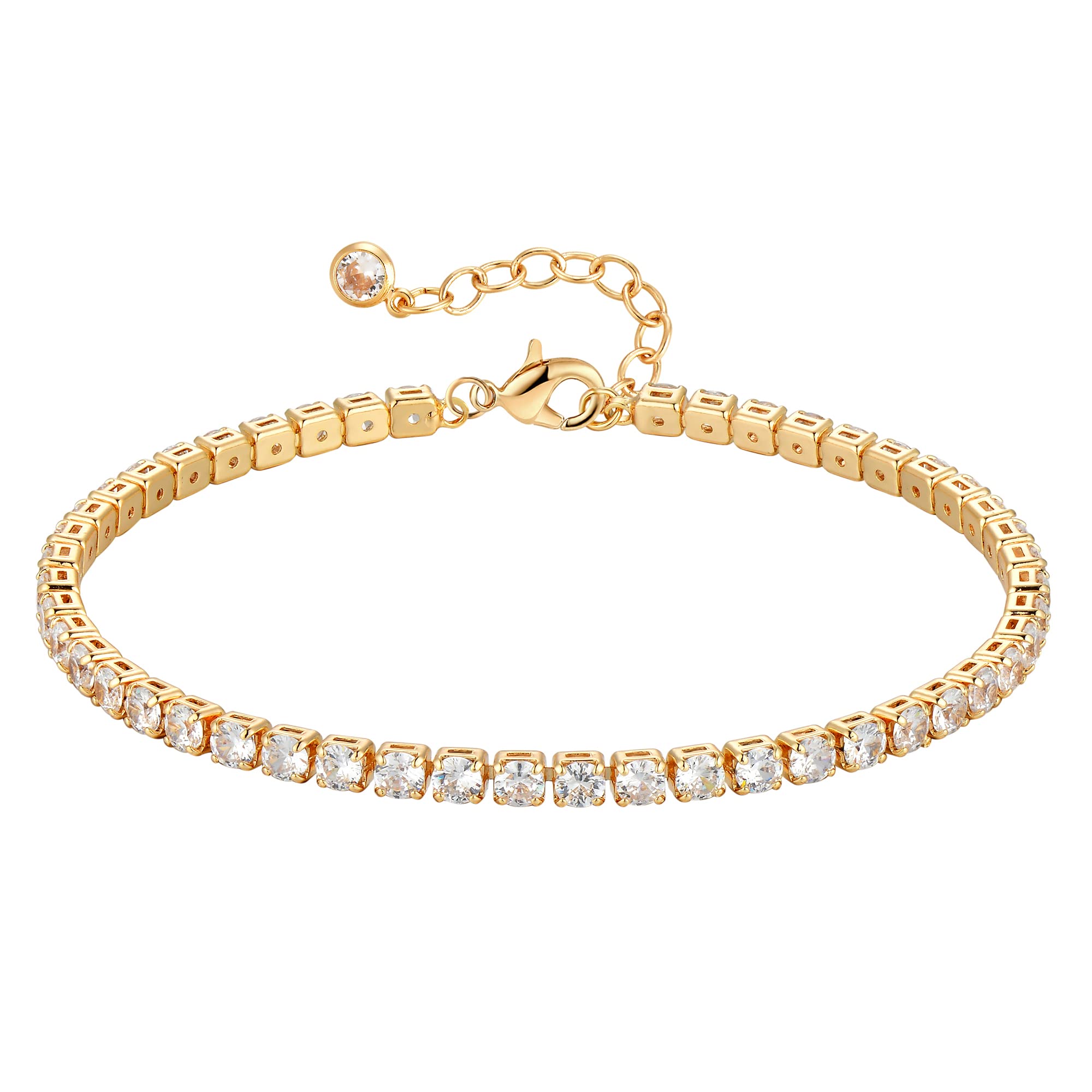 MTMY Gold Chain Bracelet for Women 14K Gold Plated Dainty Bracelets with Adjustable Chain Cute Bracelet Gold Jewelry (Square CZ)