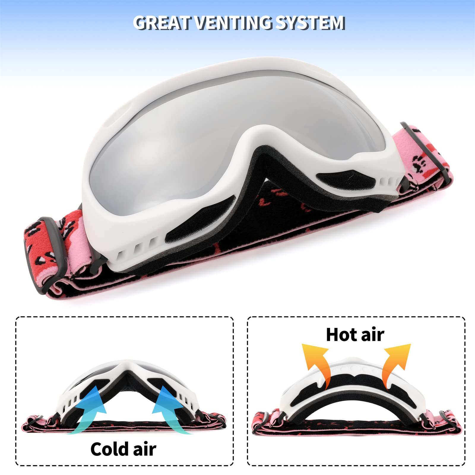 FEISEDY Sports Ski Goggles Snowboard Anti-Fog Mirrored Snow Goggles OTG UV Protection for Women Men Youth B2946