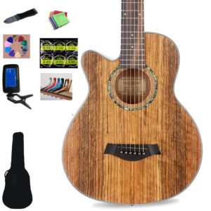 etlegor classical guitar 6 steel strings cutaway dreadnought left-handed wood guitar beginner kits with waterproof portable package, 4 sizes (color : 36 inch)