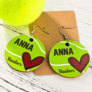 Custom Football Earrings for Women Cute Softball Earrings Lightweight Basswood Personalized Name Number Sport Drop Dangle Earrings Baseball Basketball Volleyball Tennis Soccer Gifts For Mom