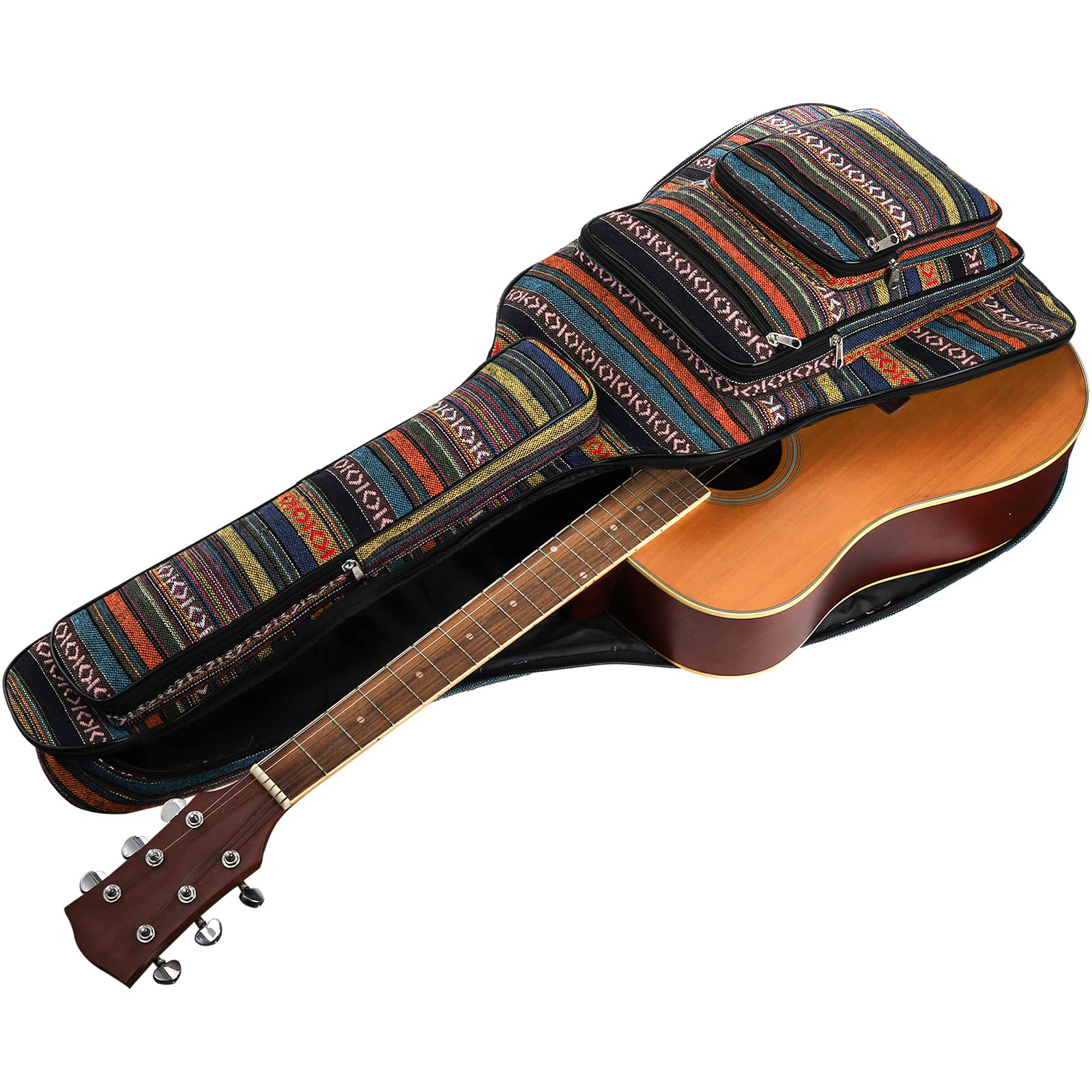 Tosnail 43 Inch Acoustic Guitar Gig Bag with Backpack Strap and 5 Pockets, Bohemian Vintage Guitar Storage Case Bag