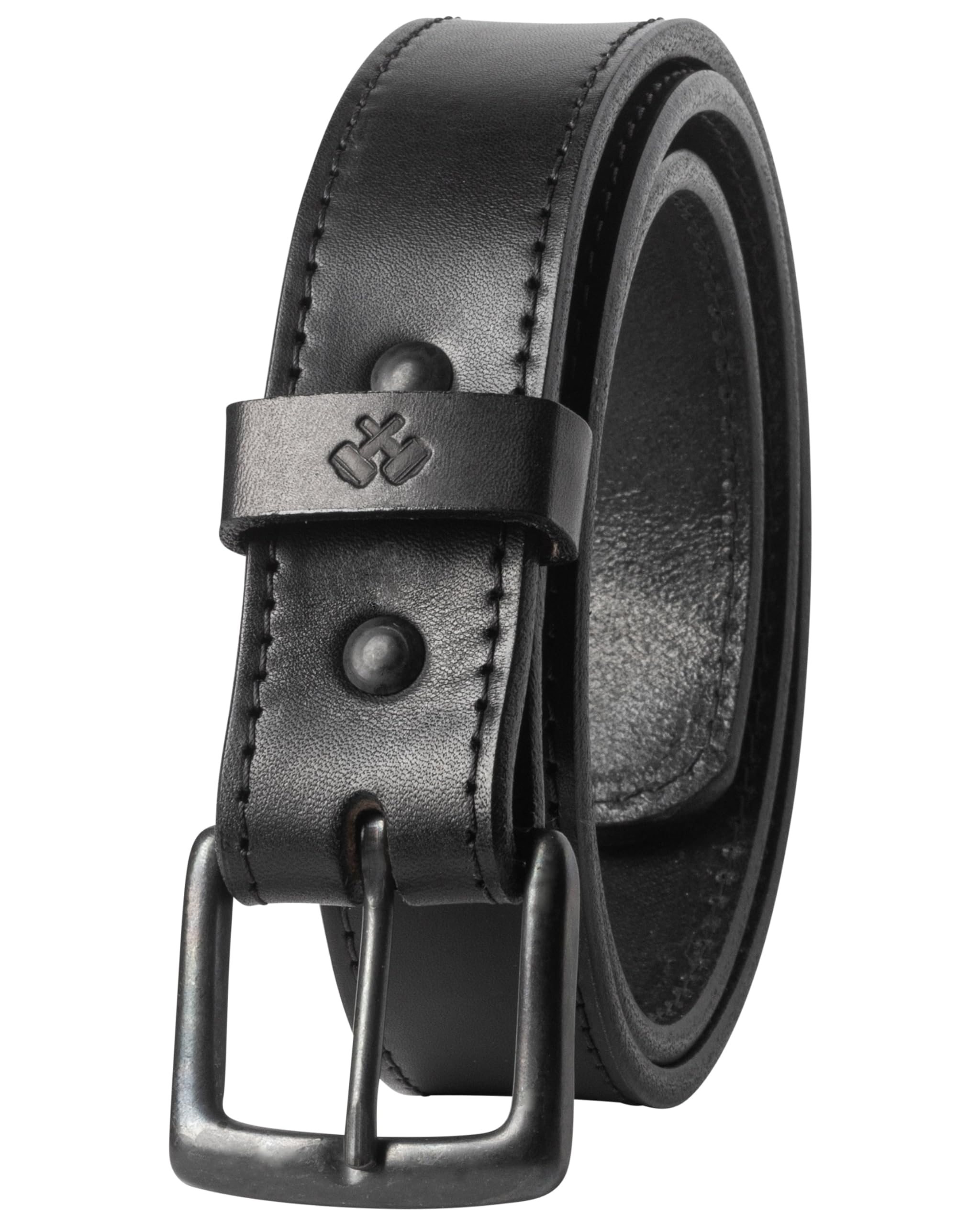 Main Street Forge All American Stitched Leather Belt | Made in USA | Men's Heavy Duty Work Belt | Black 38