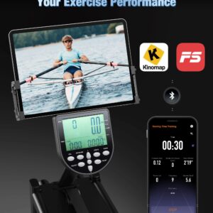 YOSUDA Water Rowing Machines with Bluetooth-Water Rowers 350LBS Weight Capacity for Home Use with Smooth Aluminum Dual Slide Rail & Rowing-Dedicated Monitor