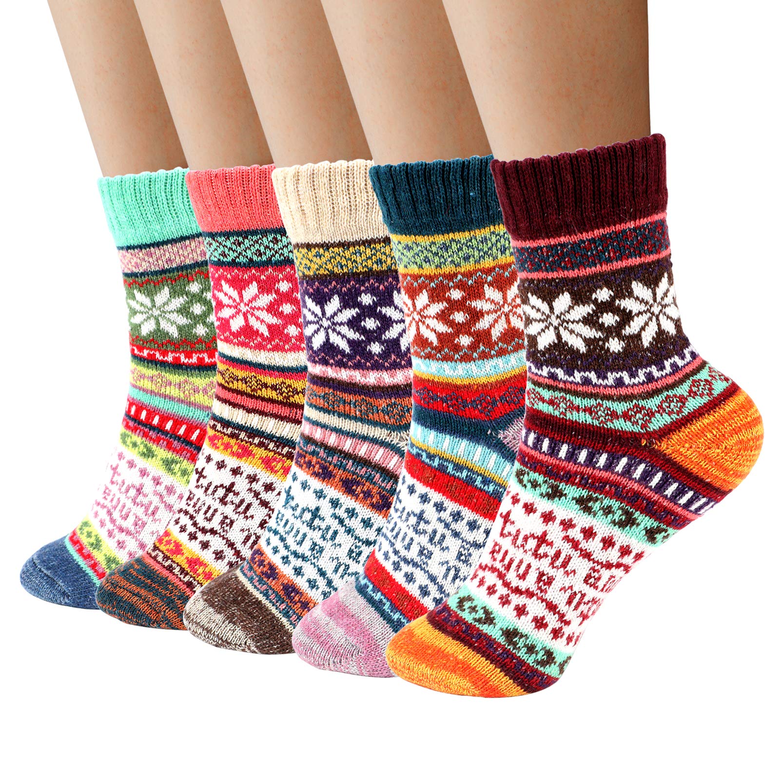 Airabc Wool Socks for Women, 5 Pairs Winter Socks for Women, Warm Socks for Women, Thermal Socks for Women for Women Gift Socks Women